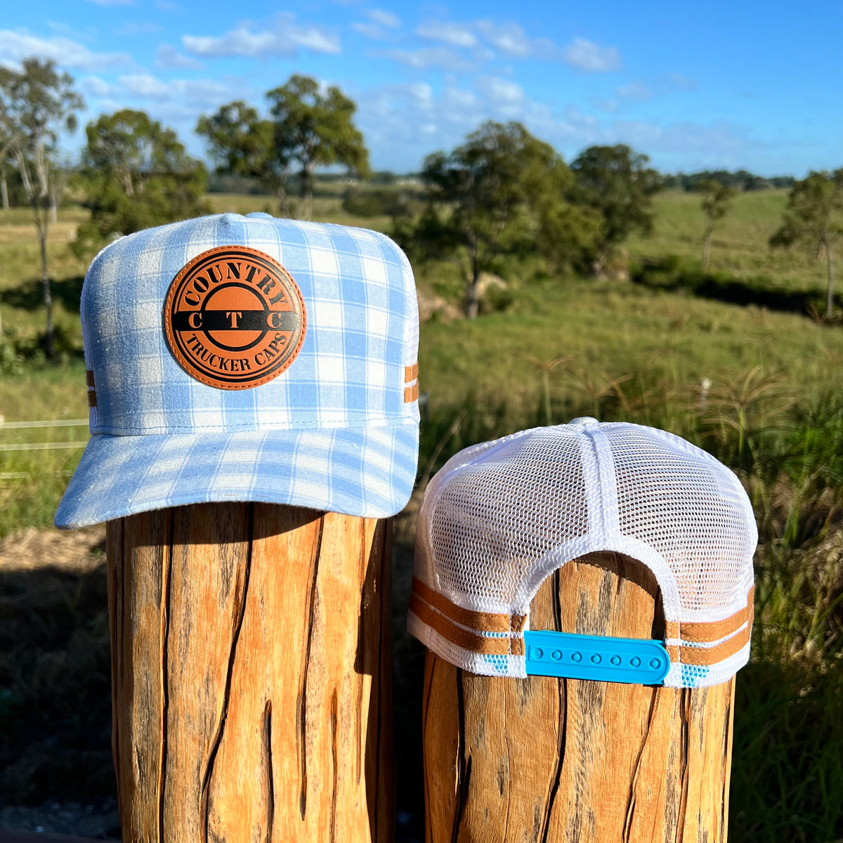 BLUE GINGHAM TRUCKER CAP – The Country Companies