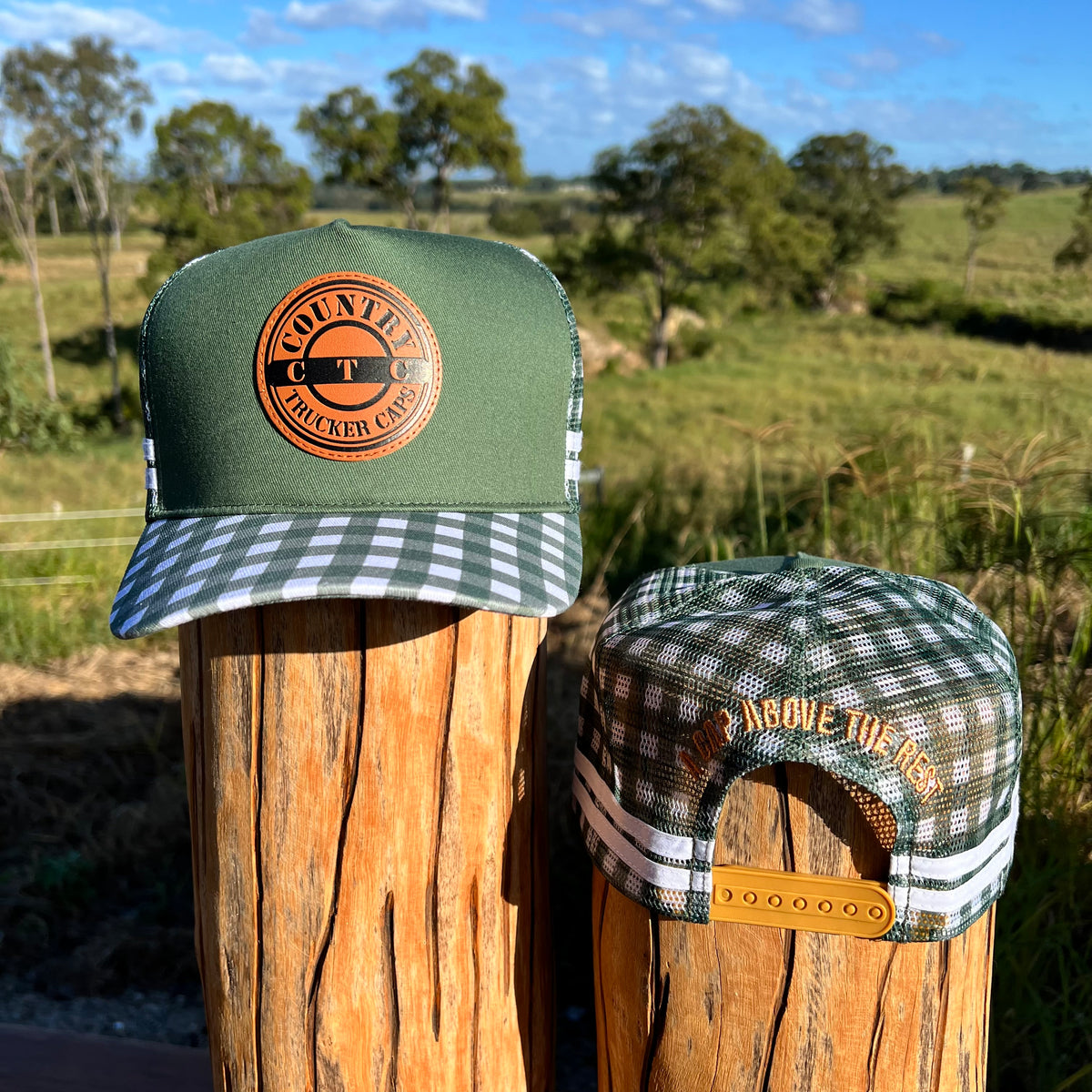 OLIVE GINGHAM TRUCKER CAP – The Country Companies