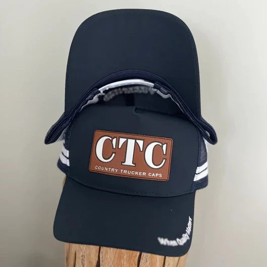 NAVY LEATHER TRUCKER CAP – The Country Companies
