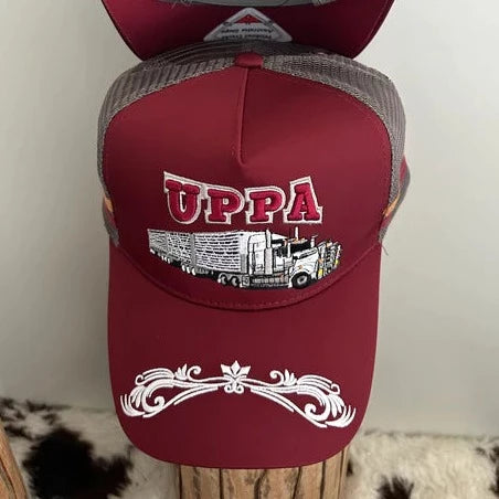 UPPA TRUCKER CAP -MAROON GREY – The Country Companies